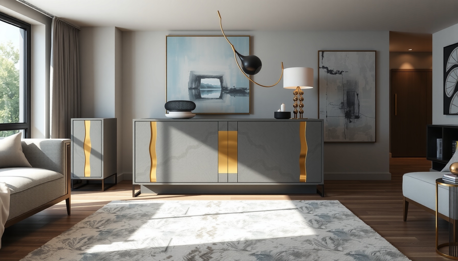 Sleek Cement Brass Inlay Cabinet Elevates Modern Decor - Global Vision ...