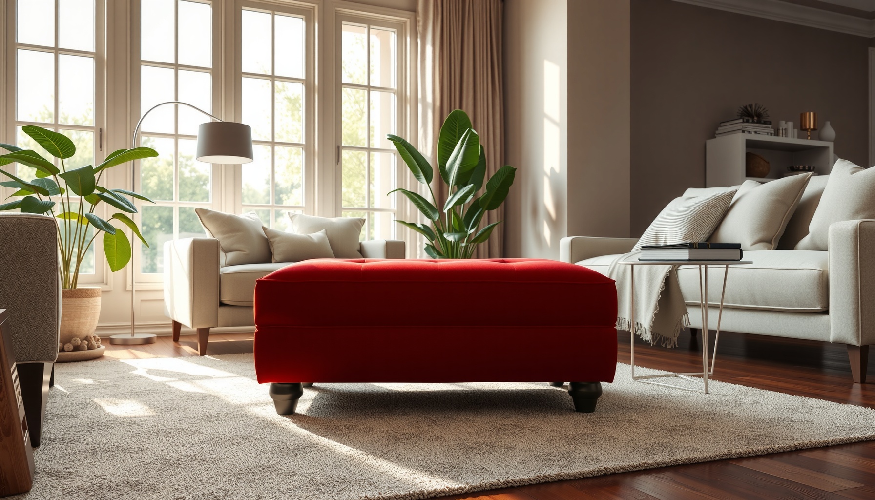 Brick Red Velvet Footstool Elevates Any Living Space - Global Vision ...