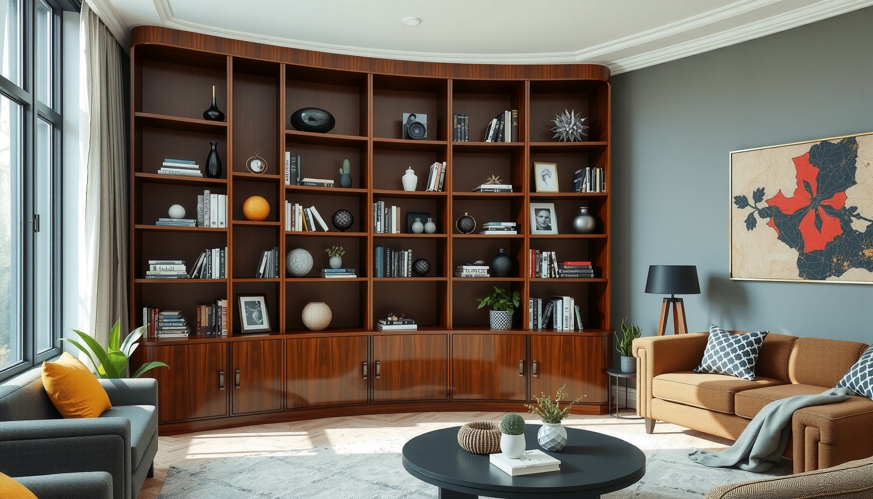 Wholesale Curved Chestnut Bookcase Elevates Your Space - Global Vision ...